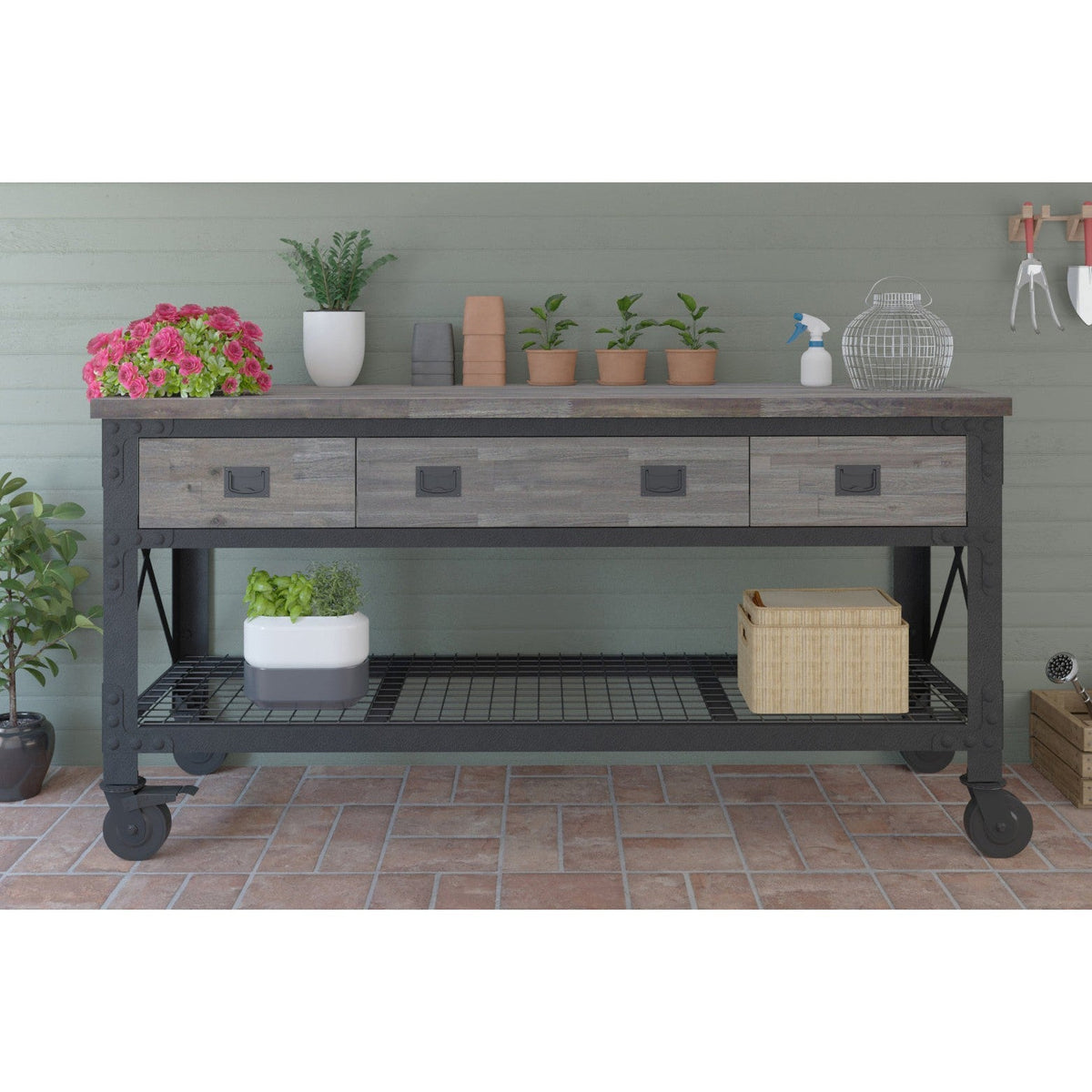 Duramax Rolling Industrial Workbench 72 In x 24 In. 3 Drawer with Wood ...