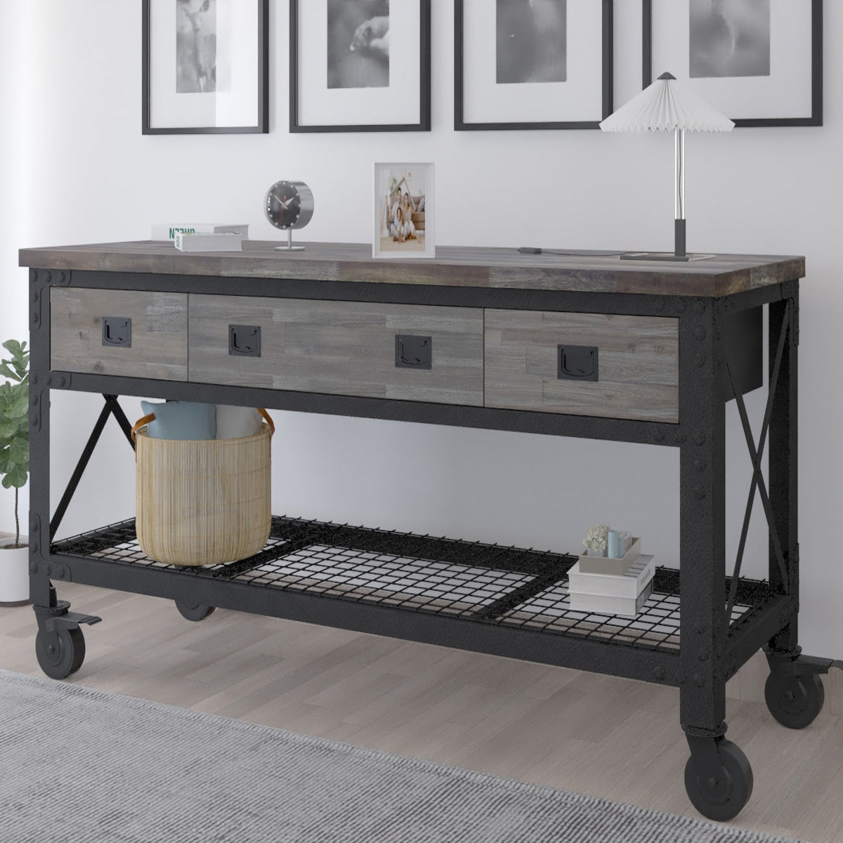 Duramax Rolling Industrial Workbench 72 In x 24 In. 3 Drawer with Wood ...