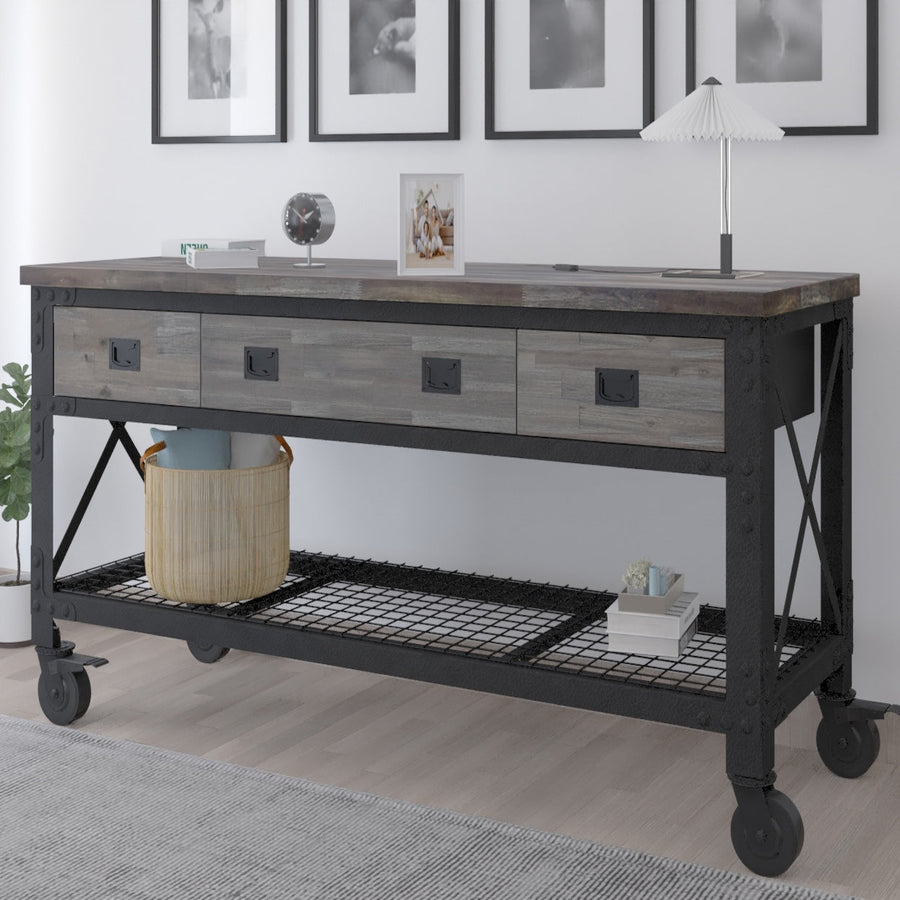 Duramax Rolling Industrial Workbench 72 In x 24 In. 3 Drawer with Wood ...