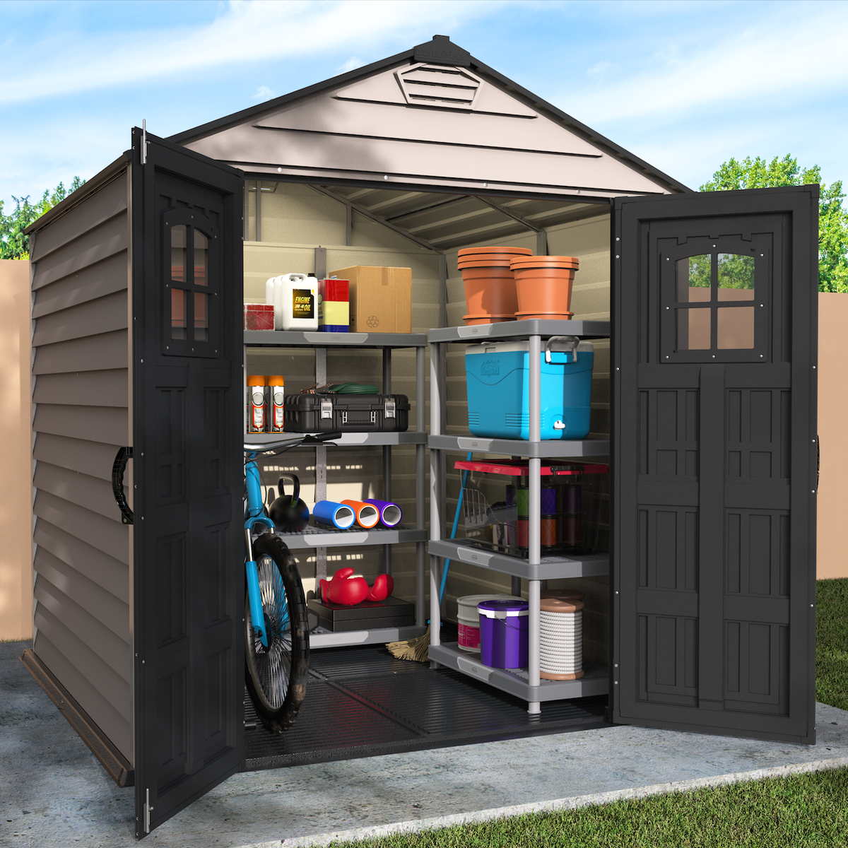 DuraMax StoreMax Plus 7x7 Plastic Vinyl Outdoor Shed 30325 – Durasheds