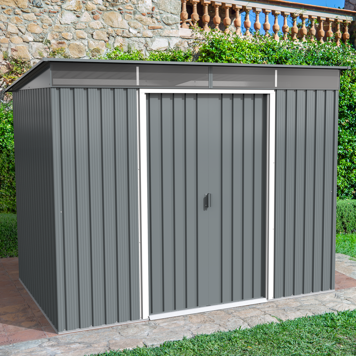 Duramax TOP Pent Roof Skylight 8 x 6 Metal Storage Shed - Light Gray 2 ...
