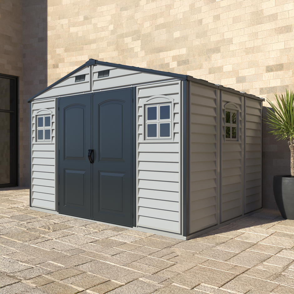 DuraMax Woodside Plus 10.5x8 Plastic Vinyl Resin Outdoor Shed 30227