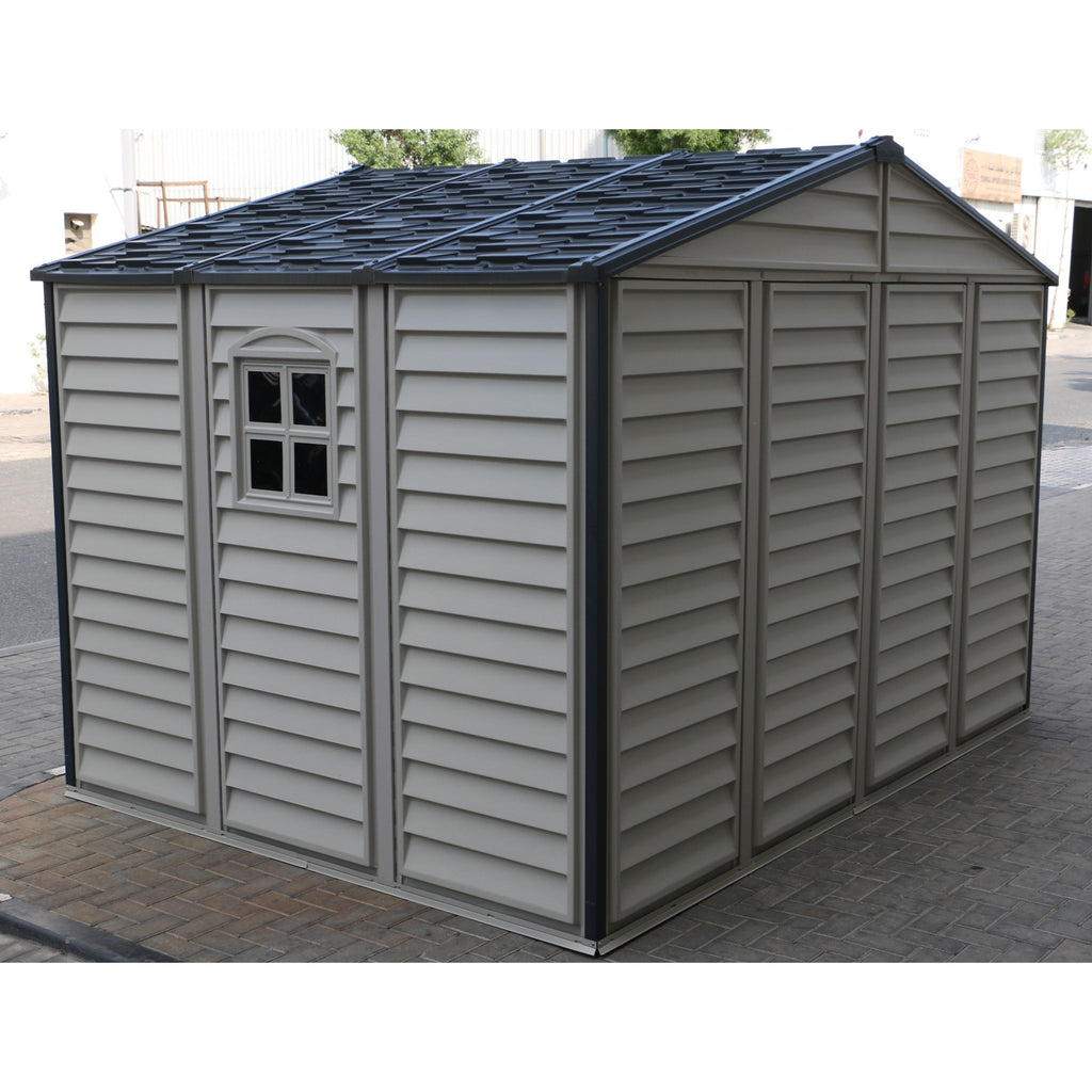 Duramax Woodside Plus 10.5x8 Vinyl Resin Outdoor Storage Shed With Fou ...