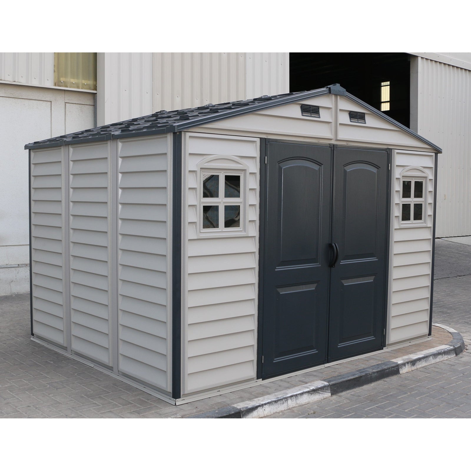 Duramax Woodside Plus 10.5x8 Vinyl Resin Outdoor Storage Shed With Fou ...