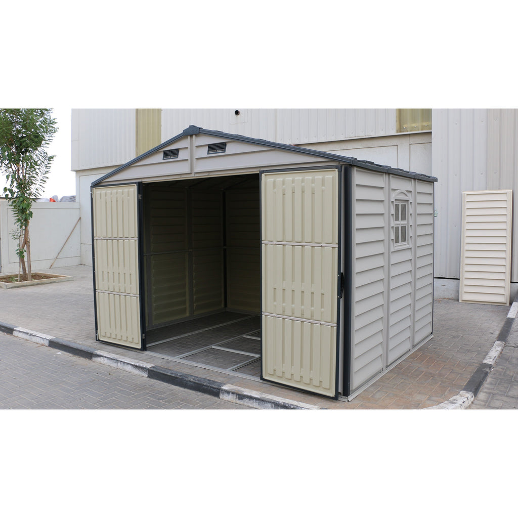 Duramax Woodside Plus 10.5x8 Vinyl Resin Outdoor Storage Shed With Fou ...