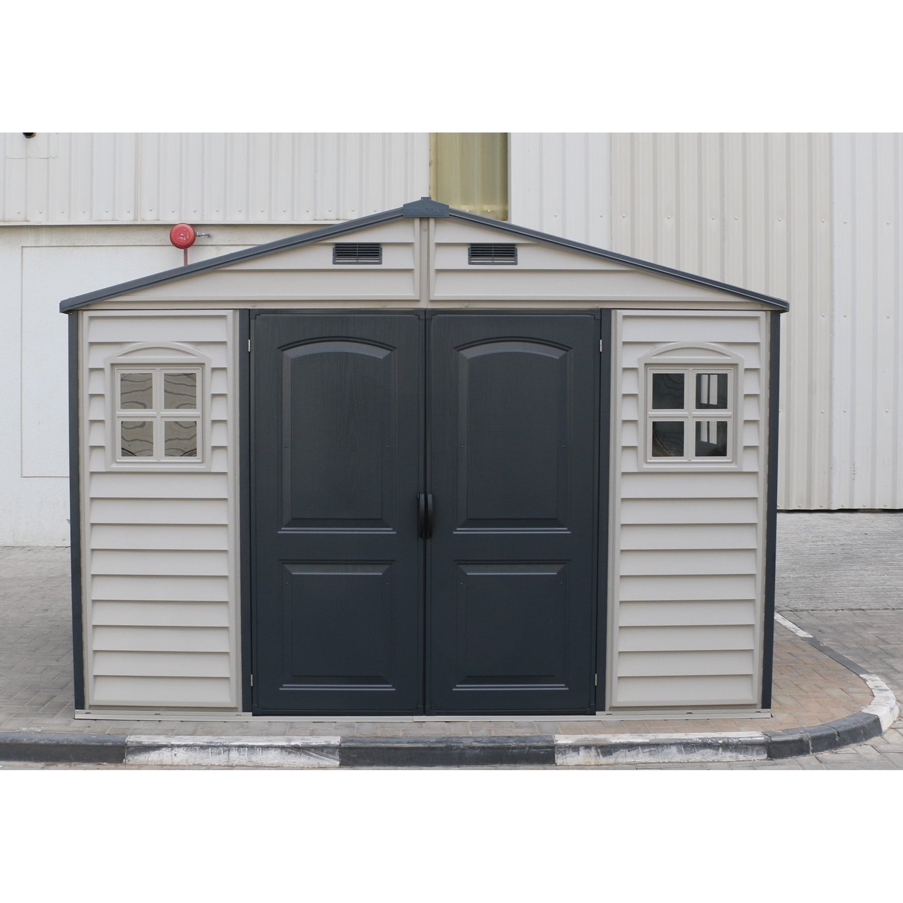 Duramax Woodside Plus 10.5x8 Vinyl Resin Outdoor Storage Shed With Fou ...