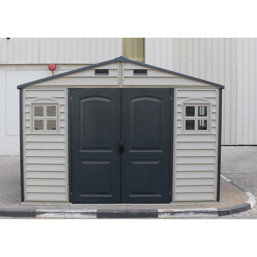 Duramax Woodside Plus 10.5x8 Vinyl Resin Outdoor Storage Shed With Fou ...