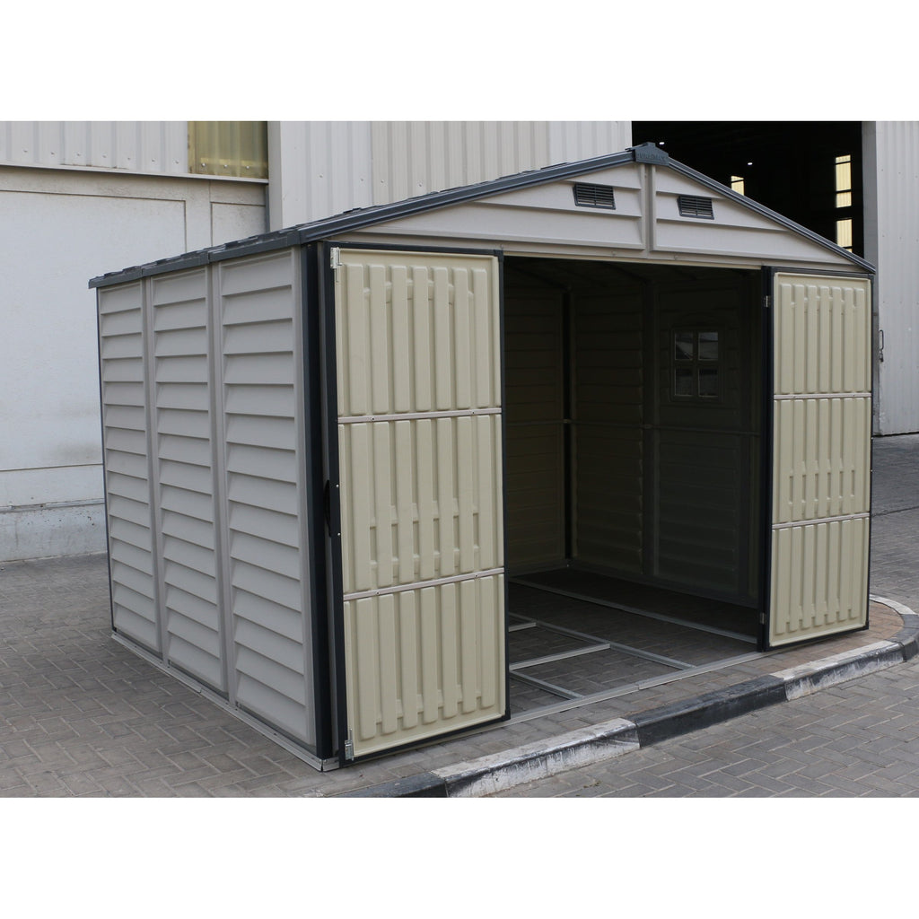 Duramax Woodside Plus 10.5x8 Vinyl Resin Outdoor Storage Shed With Fou ...