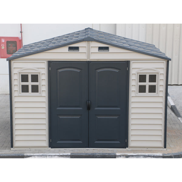 DuraMax Woodside Plus 10.5x8 Plastic Vinyl Resin Outdoor Shed 30227