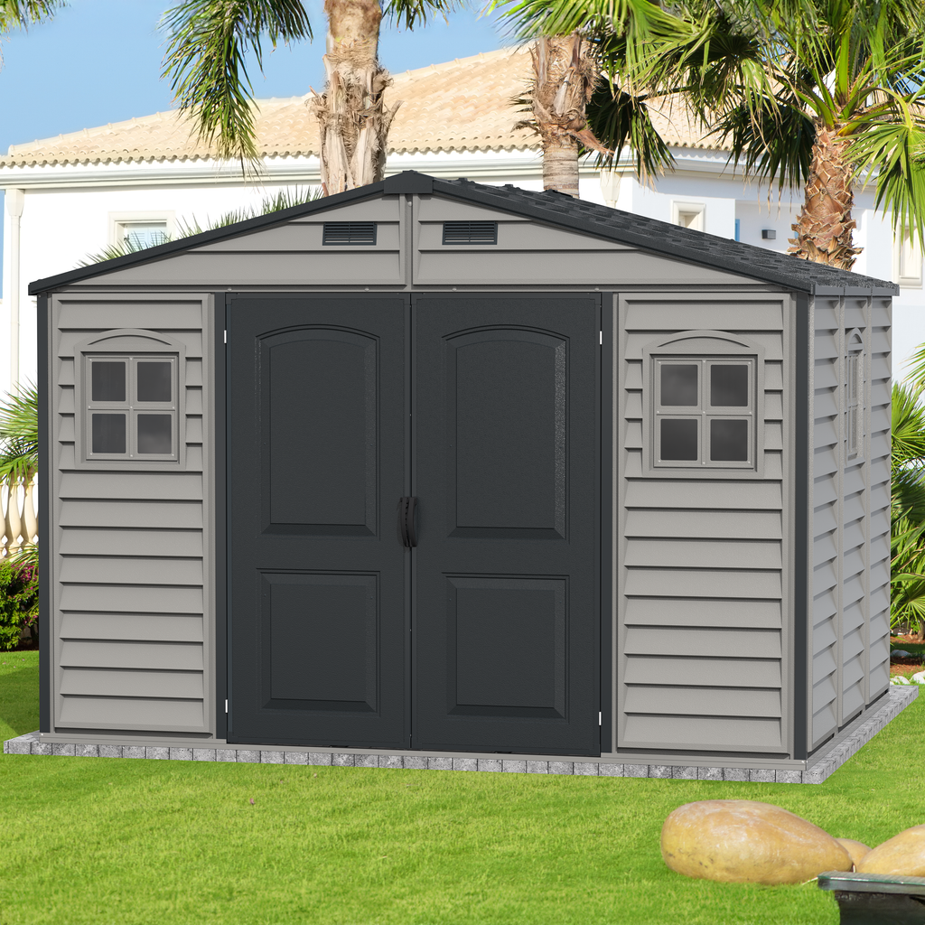 DuraMax Woodside Plus 10.5x8 Plastic Vinyl Resin Outdoor Shed 30227 ...