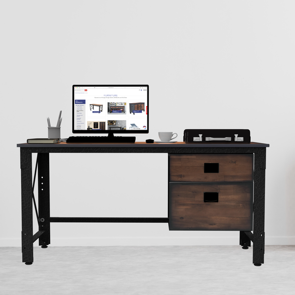 Duramax Jackson 62" Industrial Metal & Wood Desk with Drawers