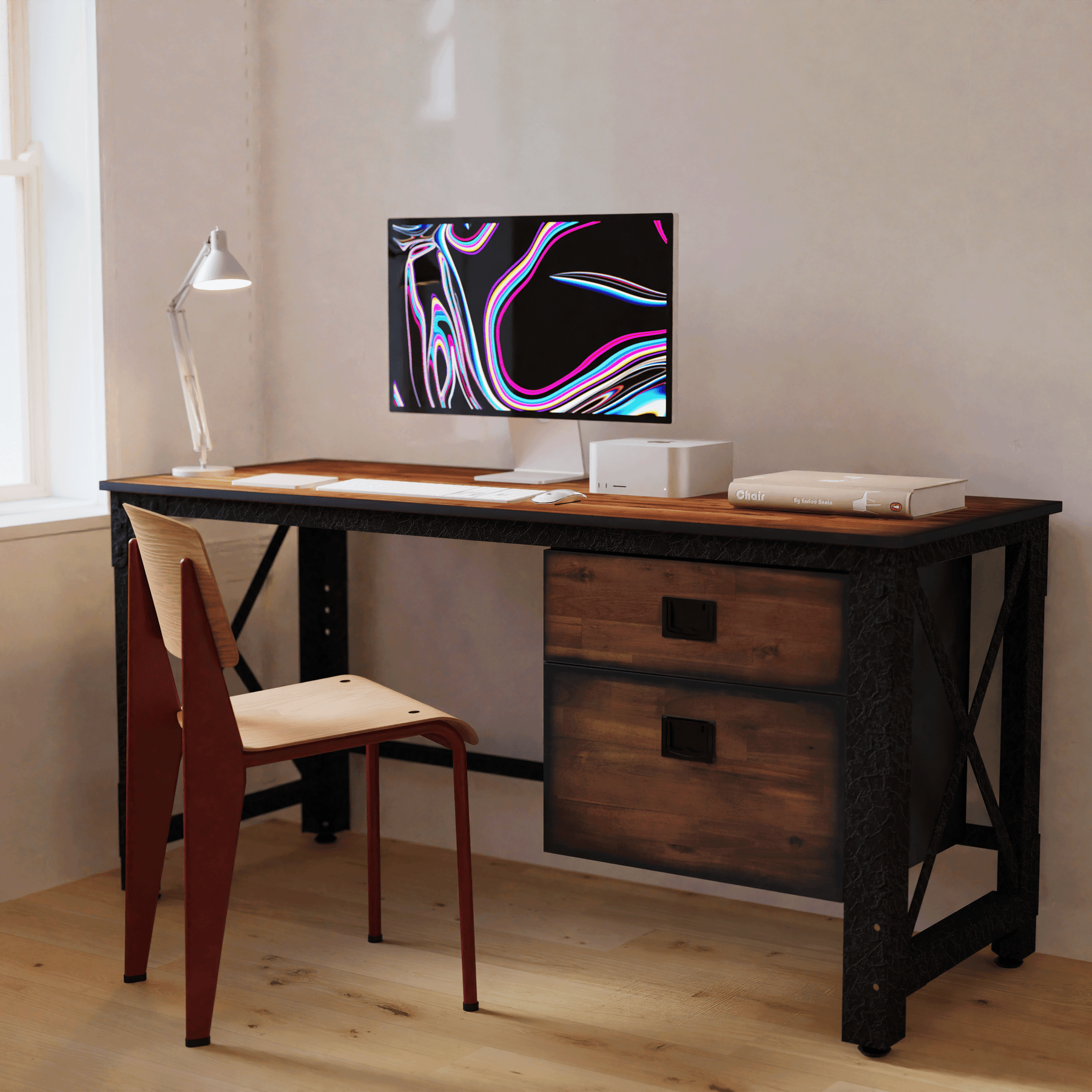 Duramax Jackson 62" Industrial Metal & Wood Desk with Drawers – Durasheds