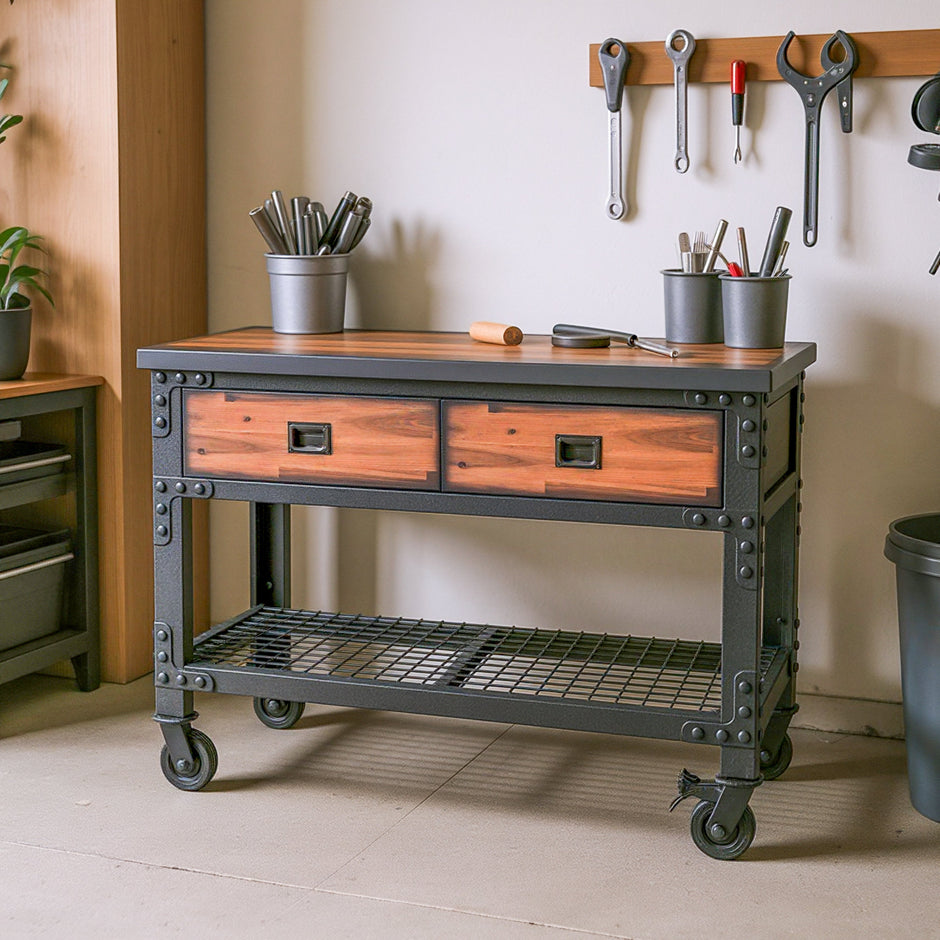 Duramax 2-Drawer Rolling Workbench 48 Inch x 24 Inch for Home, Garage
