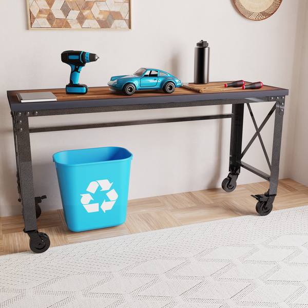 Duramax Rolling Industrial Desk with Wooden Top (4 Size Options ...