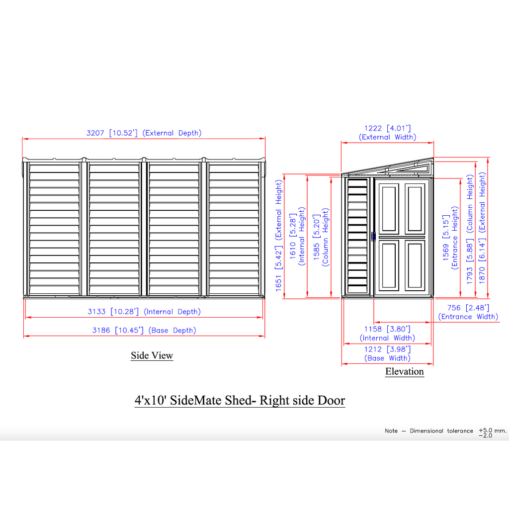 Duramax 4ft x 10ft Sidemate Vinyl Resin Outdoor Storage Shed With Foun ...