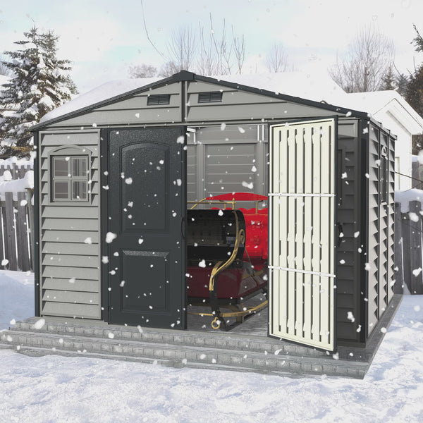 Duramax Woodside Plus 10.5x8 Vinyl Resin Outdoor Storage Shed With Fou ...