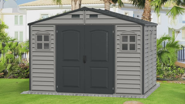 Duramax Woodside Plus 10.5x8 Vinyl Resin Outdoor Storage Shed With Fou ...