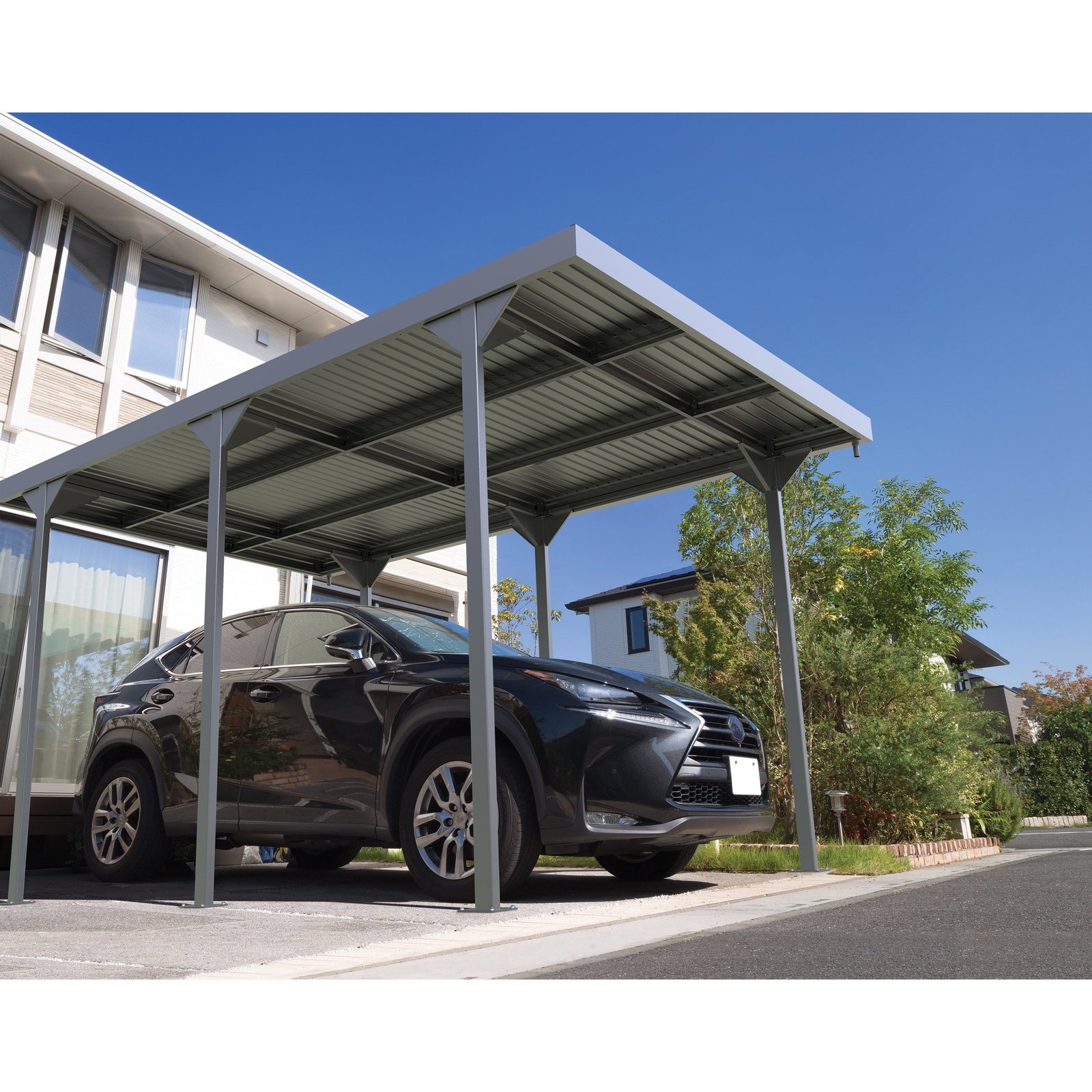 Duramax 9ft x 17ft Palladium Metal Car Shelter Silver – Durasheds