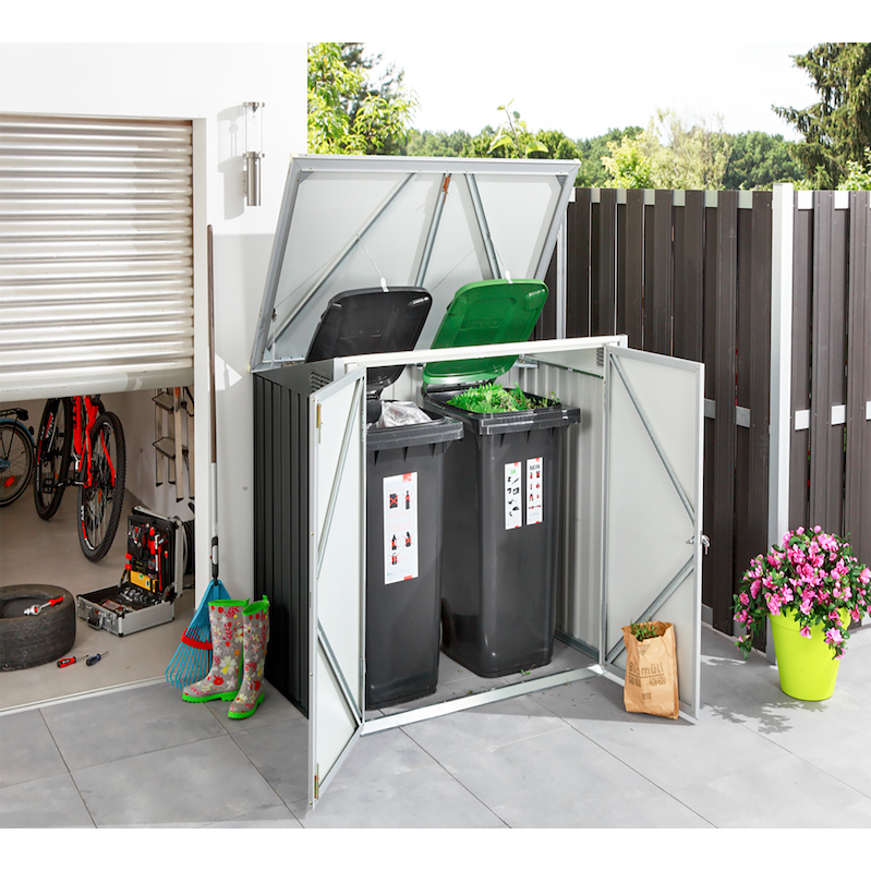 Duramax 5ft x 3ft Metal Garbage Can Storage Anthracite w/ white trim 7 ...