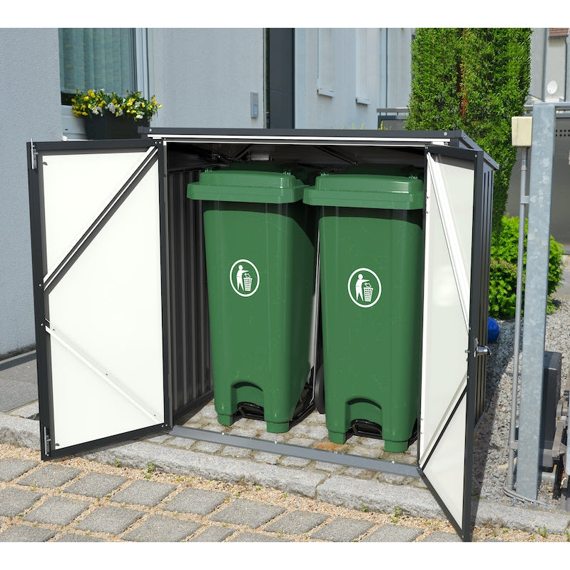 Duramax 5ft x 3ft Metal Garbage Can Storage Anthracite w/ white trim 7 ...