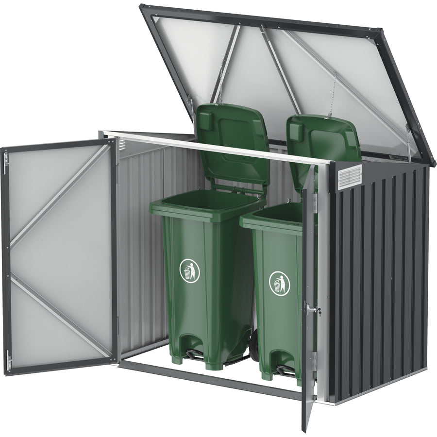 Duramax 5ft x 3ft Metal Garbage Can Storage Anthracite w/ white trim 7 ...
