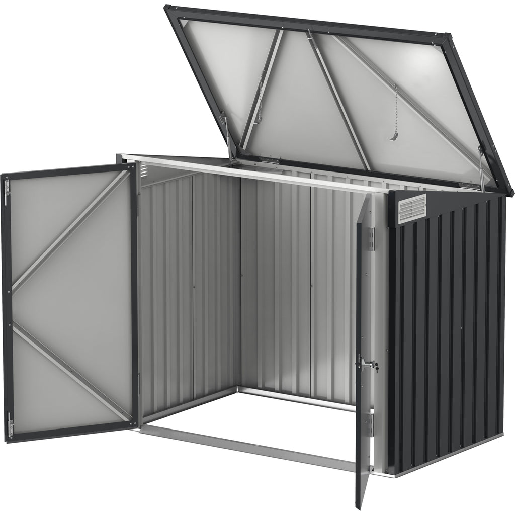 Duramax 5ft x 3ft Metal Garbage Can Storage Anthracite w/ white trim 7 ...