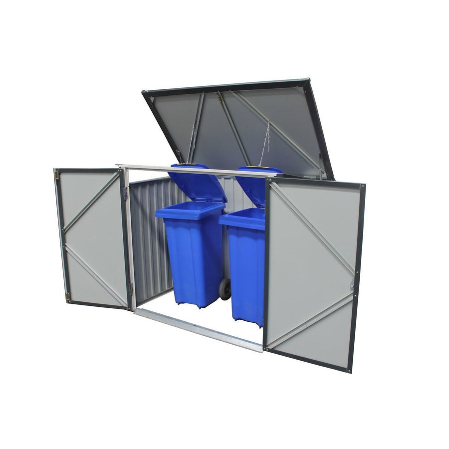 Duramax 5ft x 3ft Metal Garbage Can Storage Anthracite w/ white trim ...