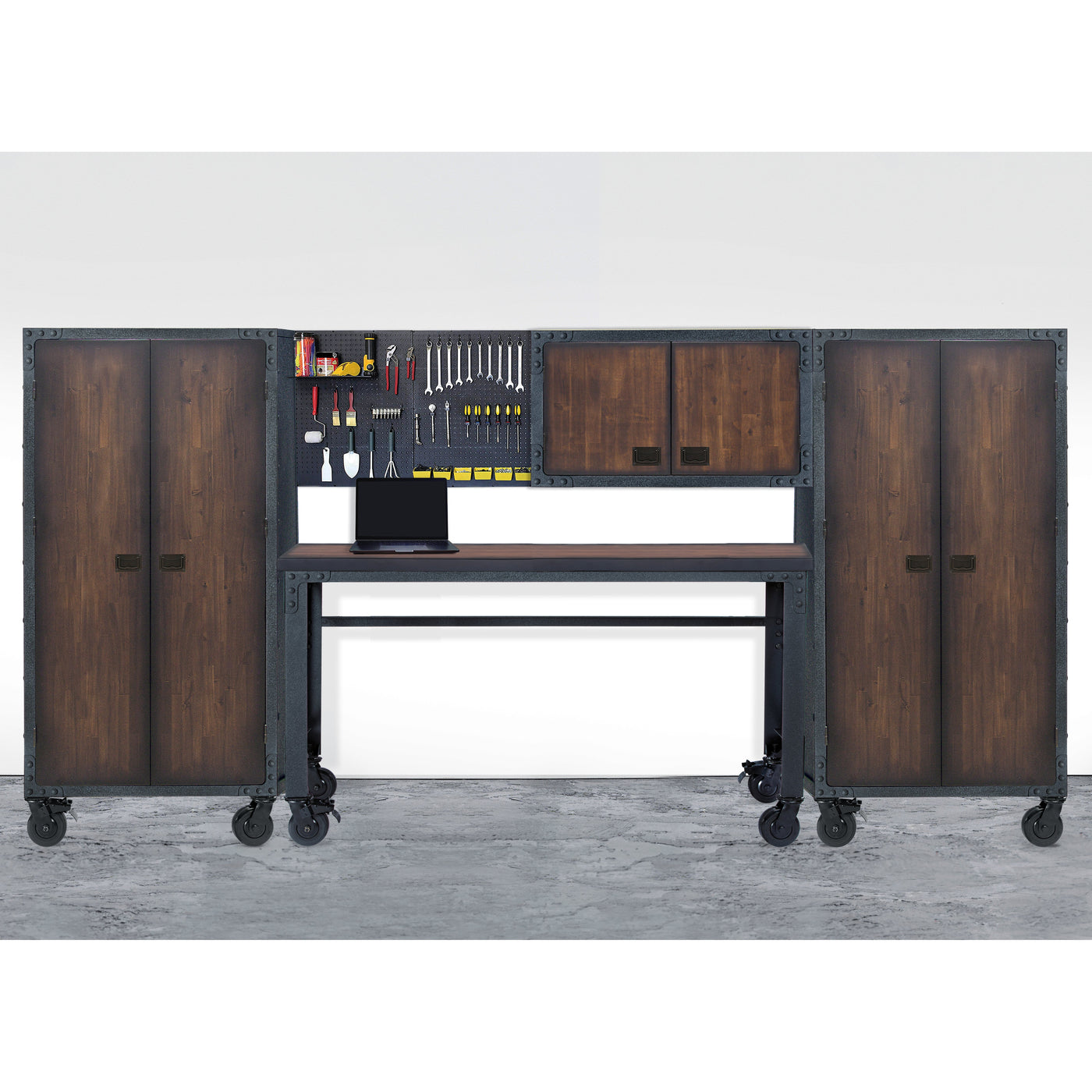 Duramax 4-Piece Garage Storage Combo Set with Worktable, Wall Cabinets ...