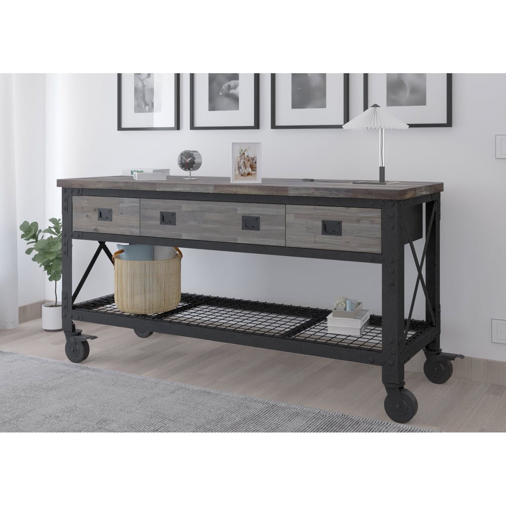 Duramax Rolling Industrial Workbench 72 In x 24 In. 3 Drawer with Wood ...