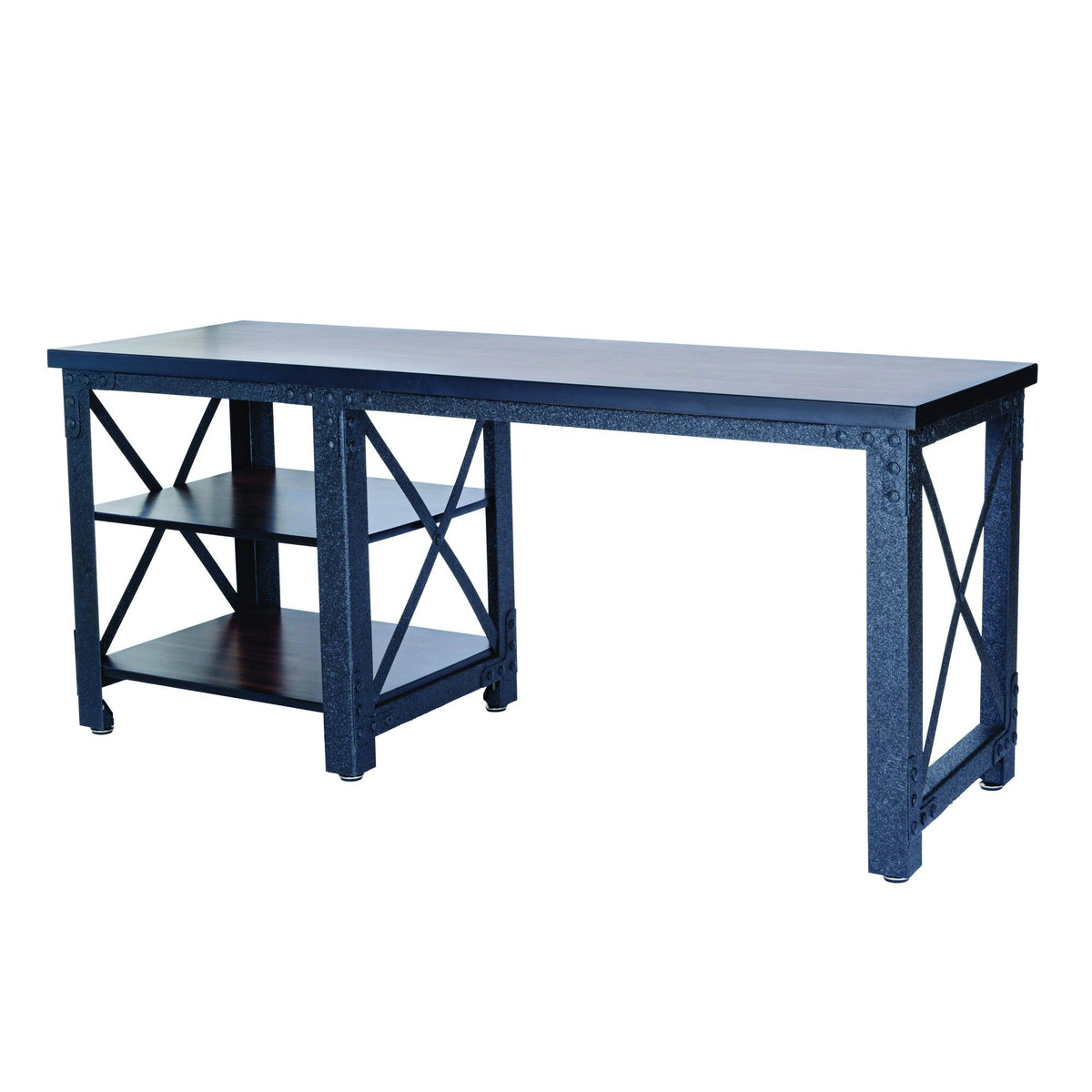 Duramax Weston 72" Industrial Metal & Wood Desk with Shelves