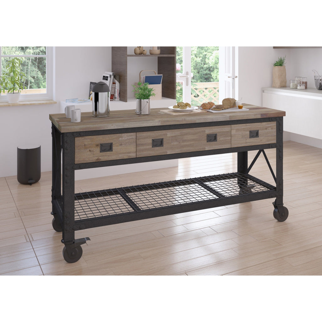 Duramax Rolling Industrial Workbench 72 In x 24 In. 3 Drawer with Wood ...